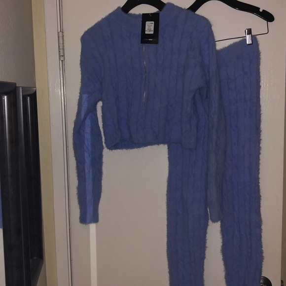 Fashion Nova | Other | Fashion Nova Light Blue Fuzzy Sets | Poshmark